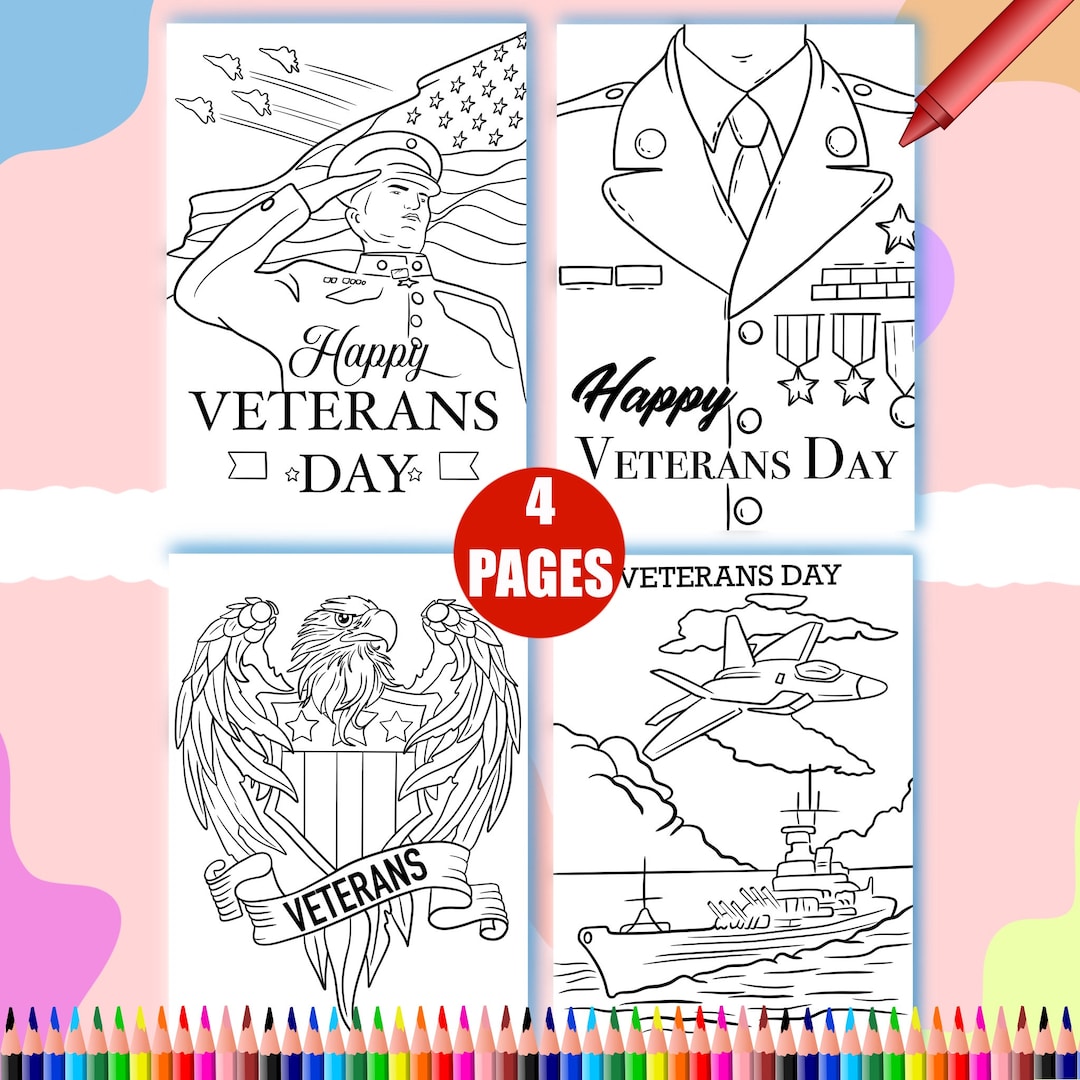 Veterans Day Coloring Pages, Printable Activity (digital Download) - Etsy