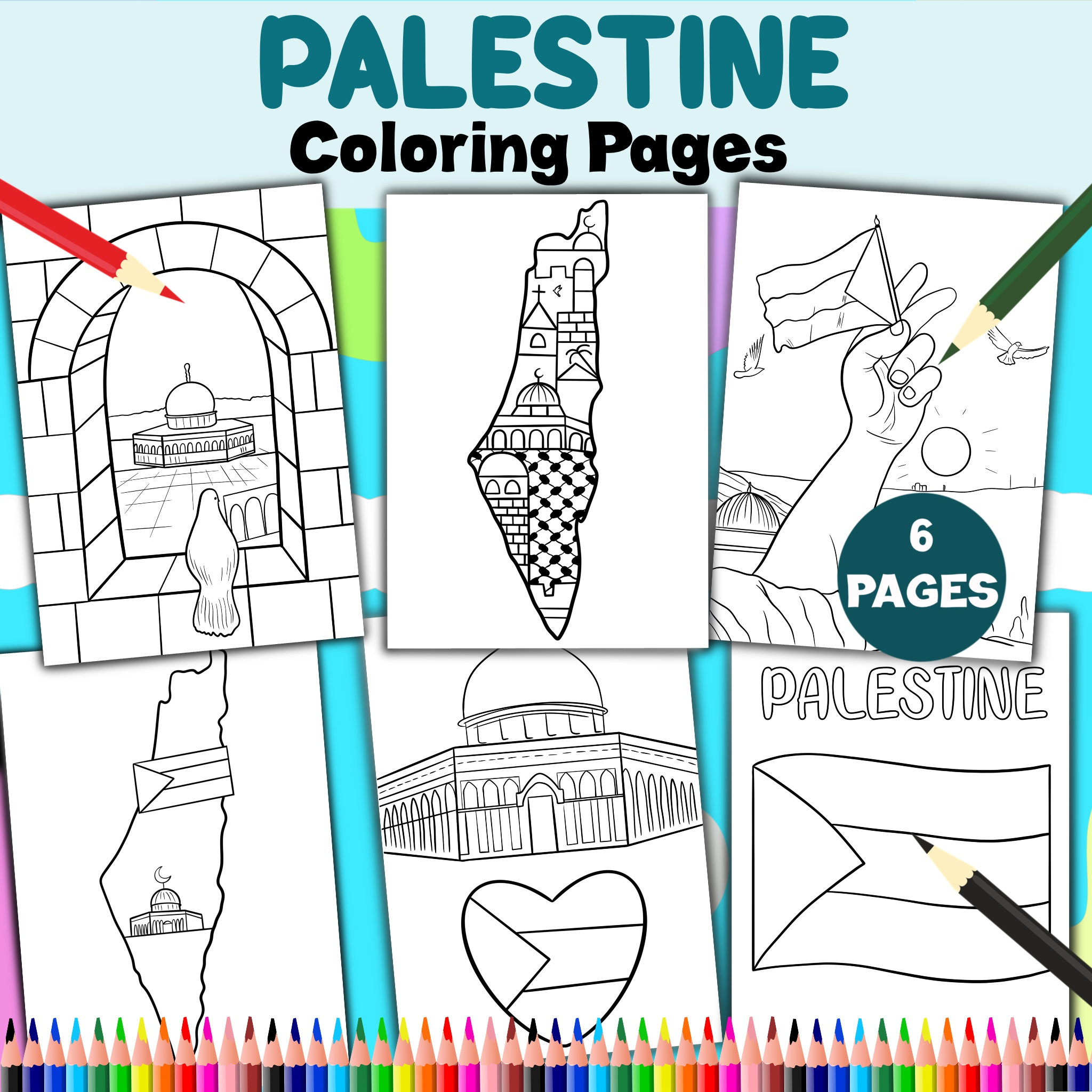 Printable Palestine Jpeg Coloring Pages Downloadable Digital - Etsy ...