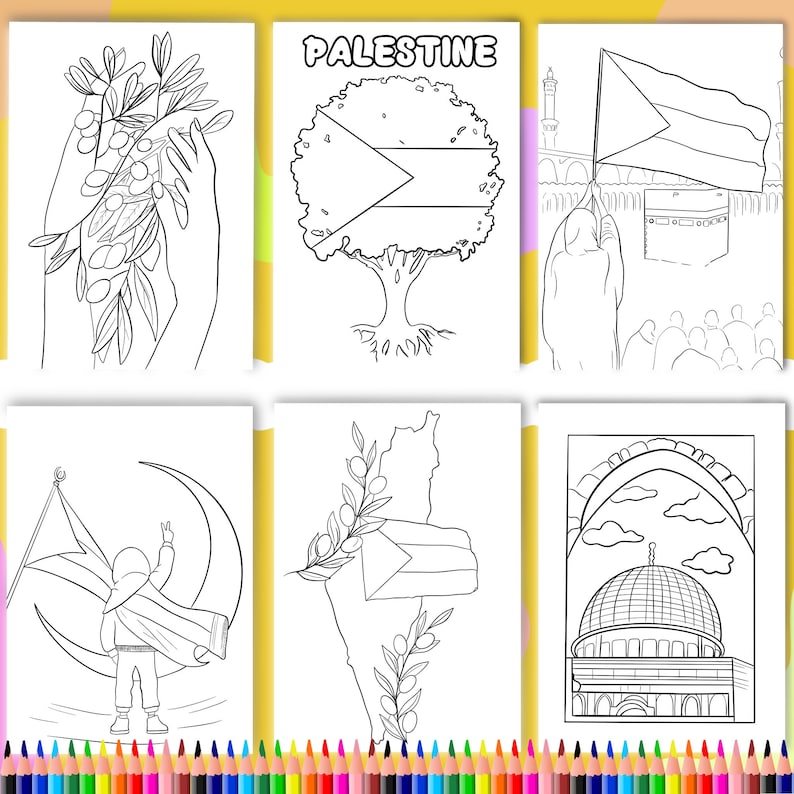 Palestine Coloring Pages, Map of Gaza, Islamic Art (digital Download ...