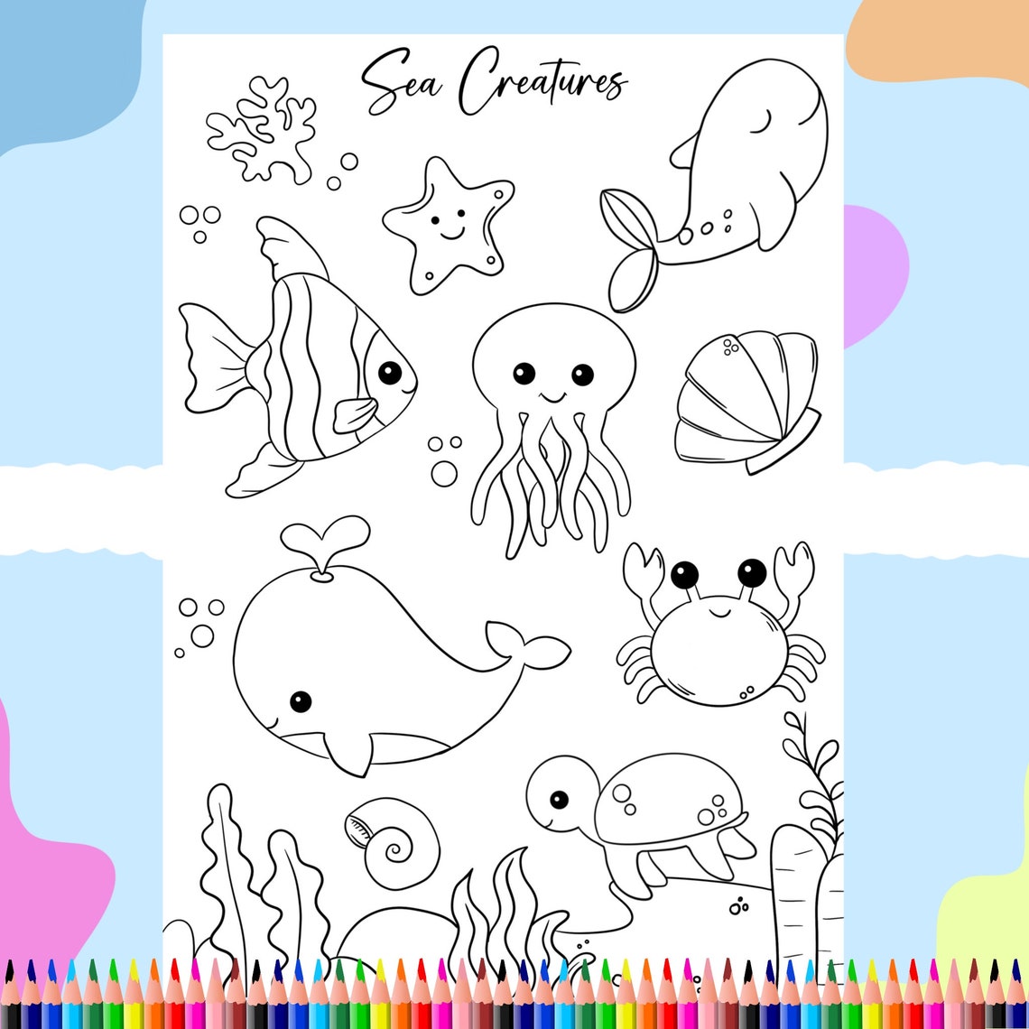 5 Great Coloring Pages for Kids: Animals Nature Summer - Etsy