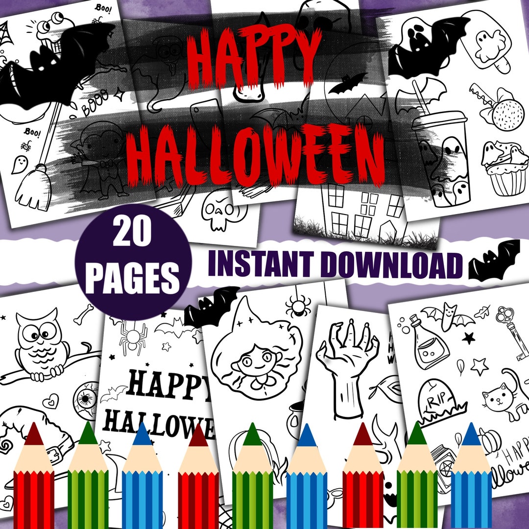 Halloween Coloring Pages, 20 Designs (digital Download) - Etsy