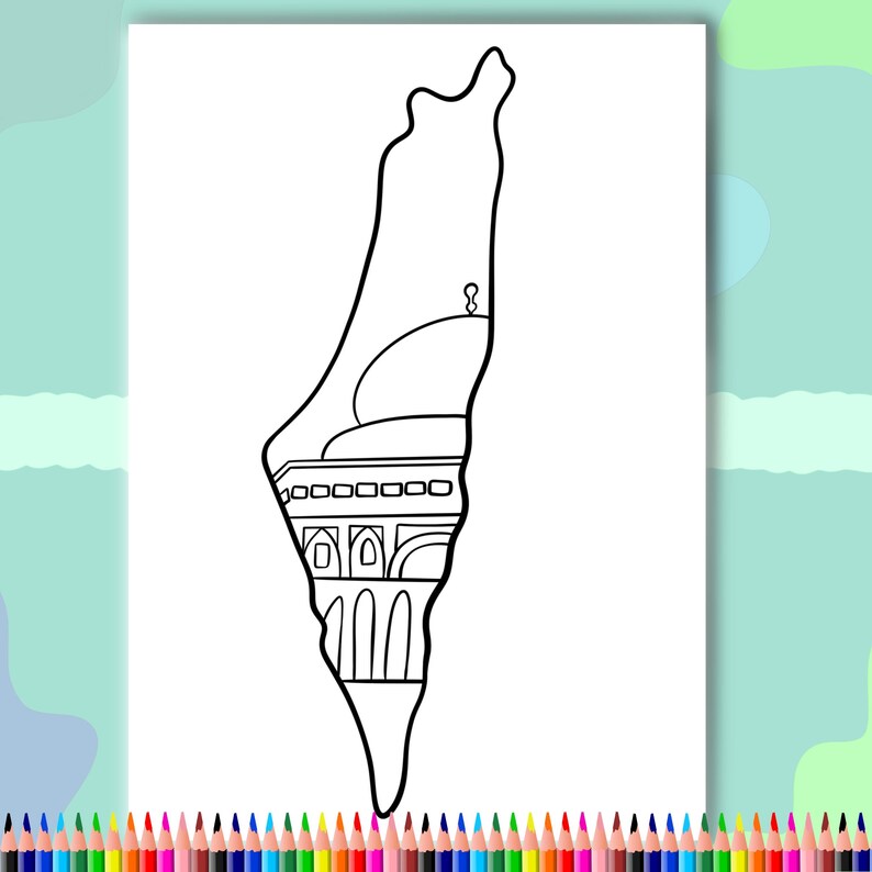 Printable Palestine Coloring Book, Hand-drawn Gaza Motifs (digital ...