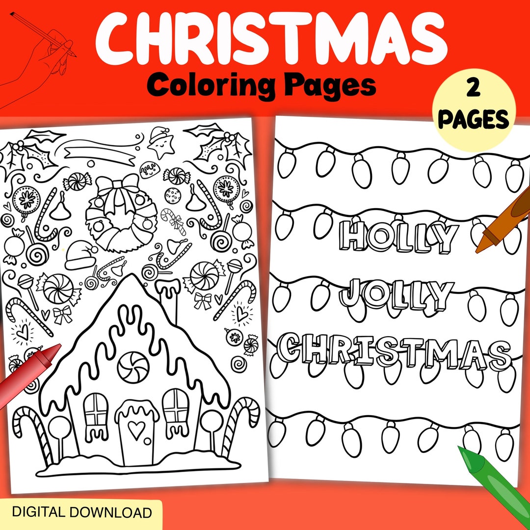 Very Merry Christmas, Printable Christmas Coloring Book, Jpeg Christmas ...