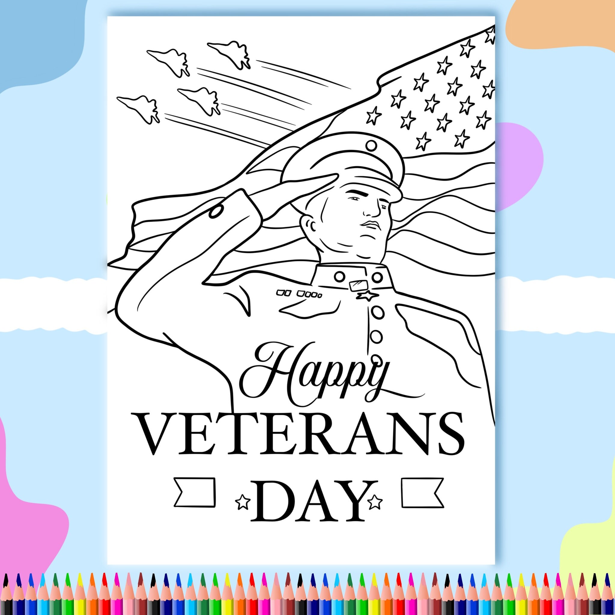 Veterans Day Coloring Pages, Printable Activity (digital Download) - Etsy