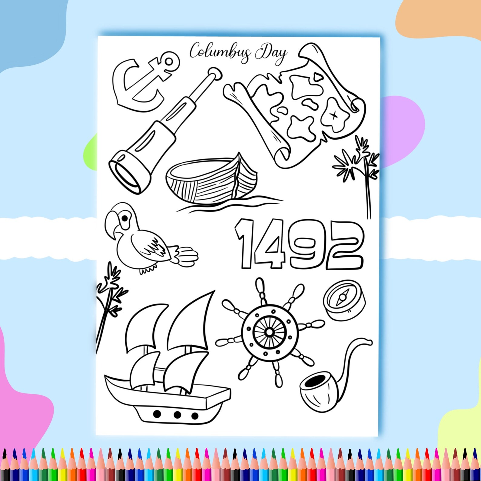 Columbus Day Jpeg İmage Digital Download, Happy Columbus Day Bundle ...