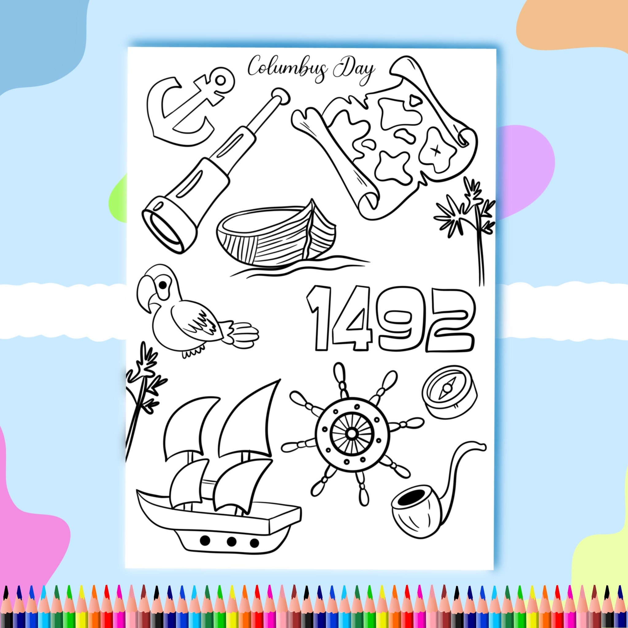 Columbus Day Jpeg İmage Digital Download, Happy Columbus Day Bundle ...