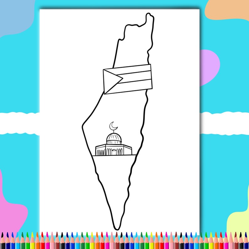Printable Palestine Jpeg Coloring Pages Downloadable Digital Palestine