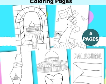 Printable Palestine Coloring Book, Hand-drawn Gaza Motifs (digital ...