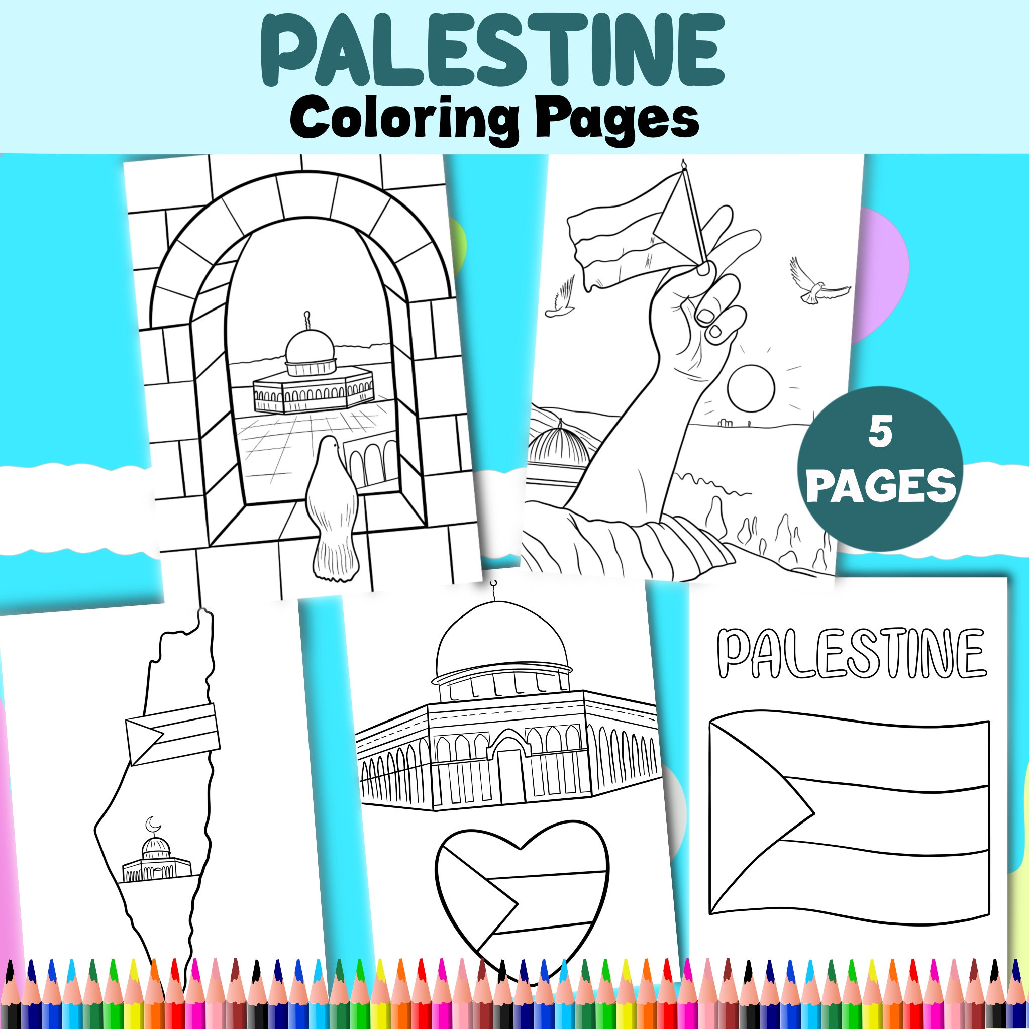 Printable Palestine Jpeg Coloring Pages, Downloadable Digital Palestine ...
