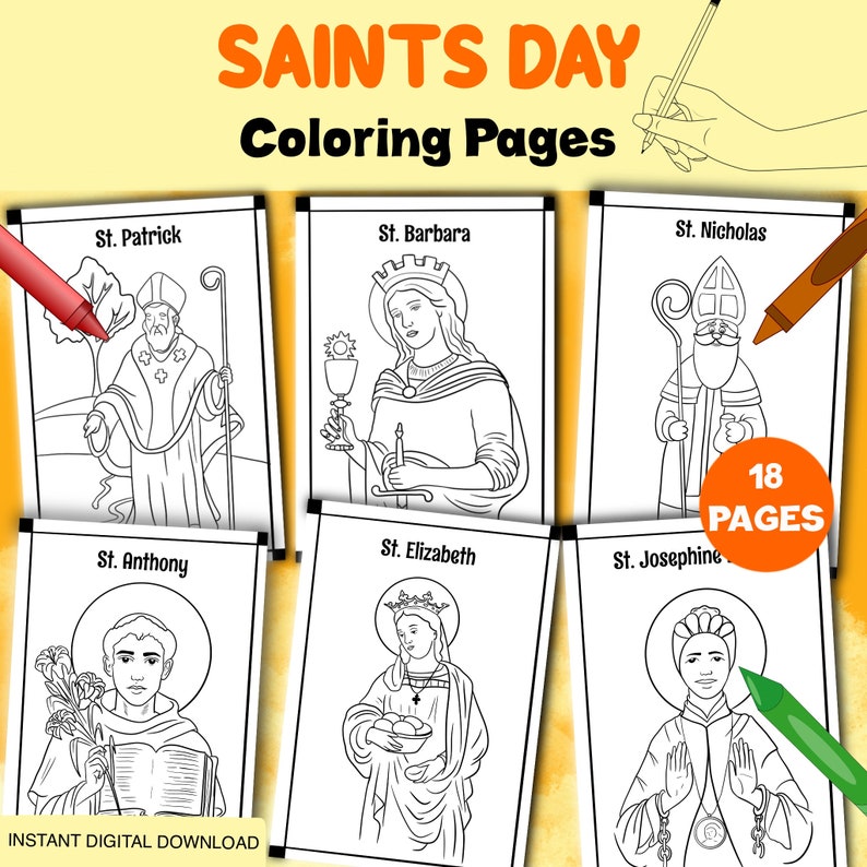Catholic Saints Coloring Pages, Saints Day Activity (digital Download ...