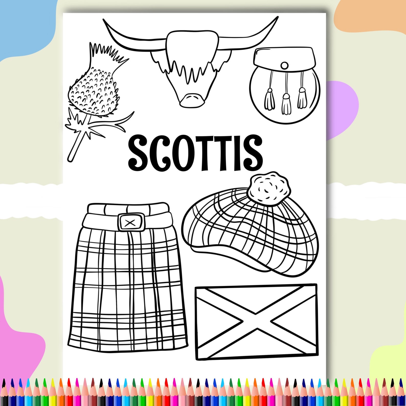 Happy St. Andrews Day, Jpeg Printable Scotland Coloring Pages, Instant ...