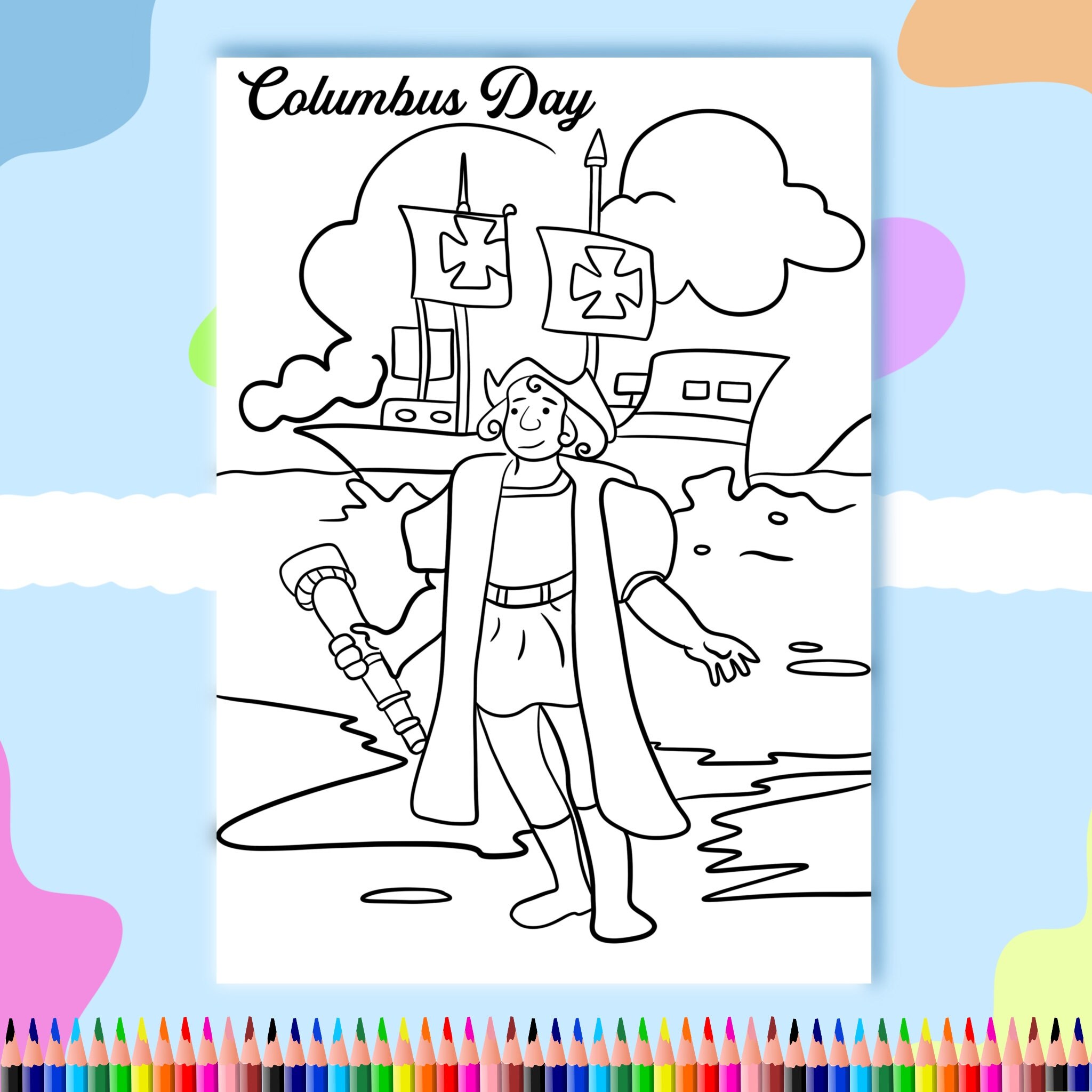 Columbus Day Jpeg Image Digital Download Happy Columbus Day - Etsy