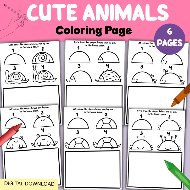 Step by Step Drawing Activity, Easy Coloring Page for Kids, Printable ...