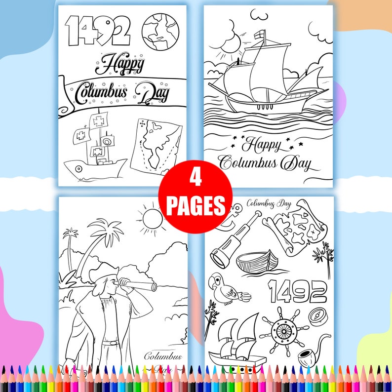 Columbus Day Jpeg İmage Digital Download, Happy Columbus Day Bundle ...