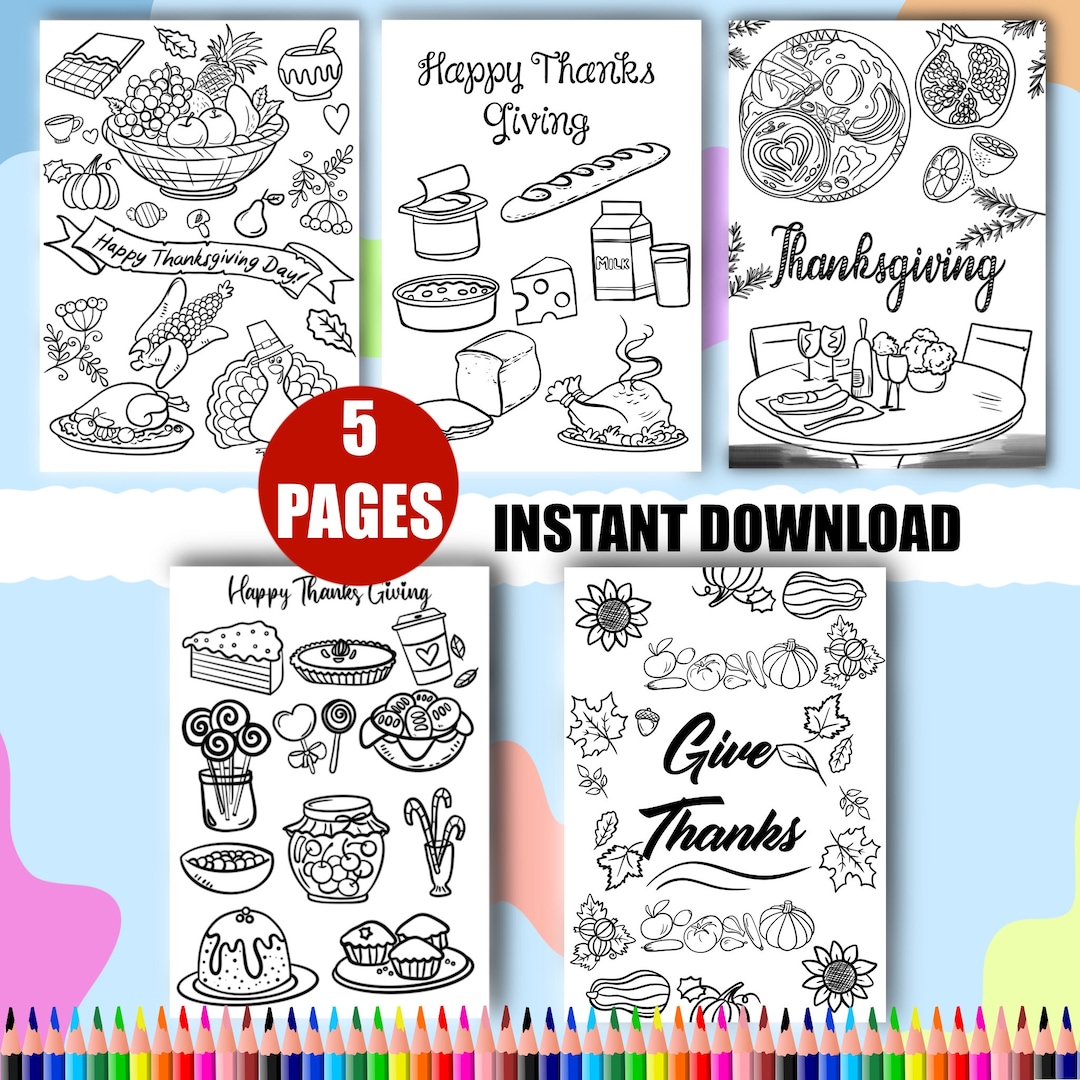 5 Thanksgiving Coloring Pages ,thanksgiving Coloring Activity for ...