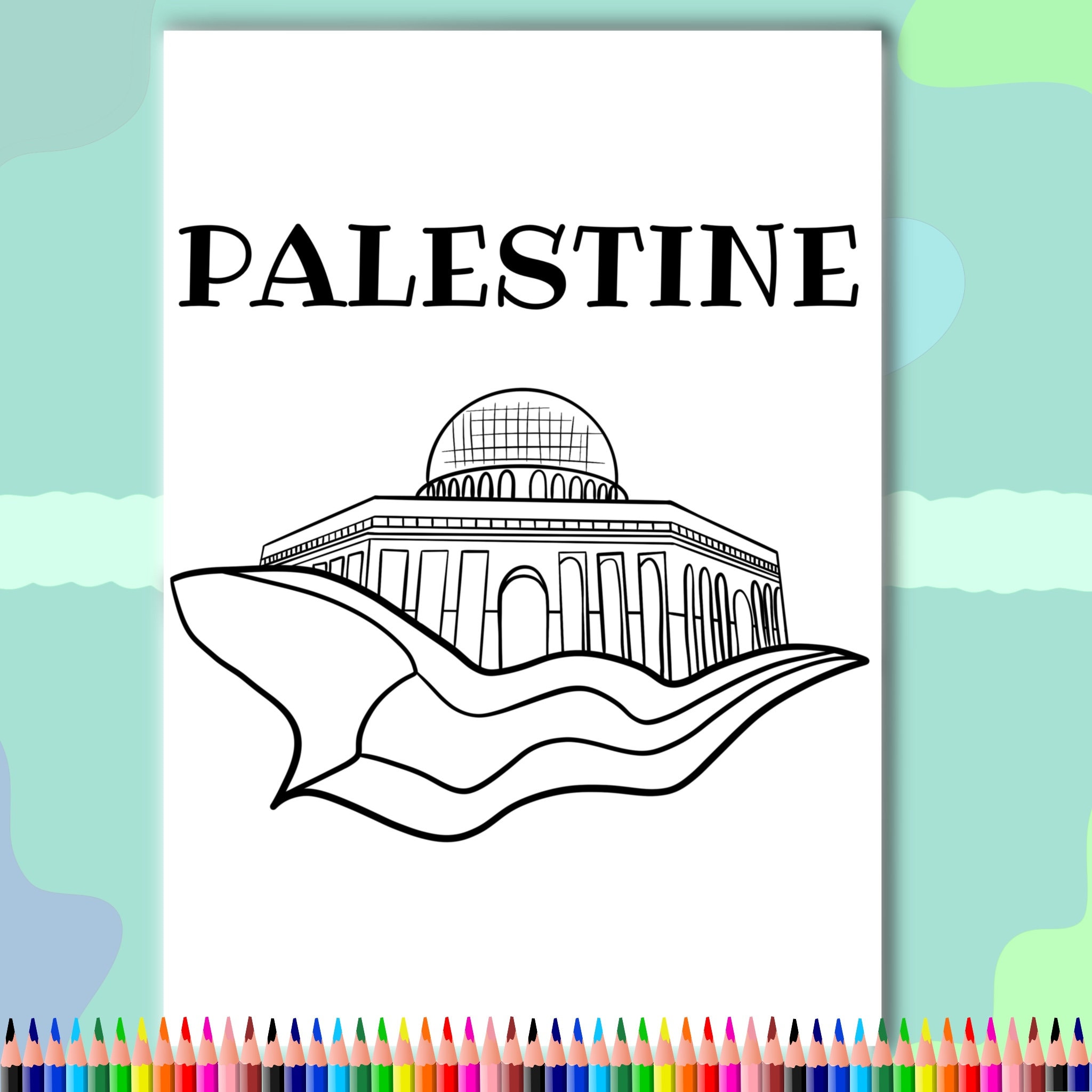 Printable Palestine Jpeg Coloring Pages Downloadable Digital Palestine