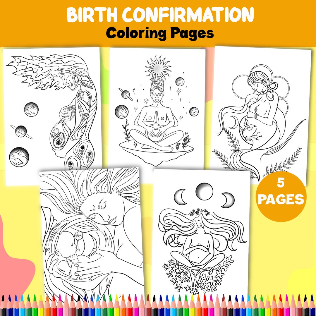 Birth Affirmation Coloring Page, Pregnancy Coloring Page, Motherhood ...