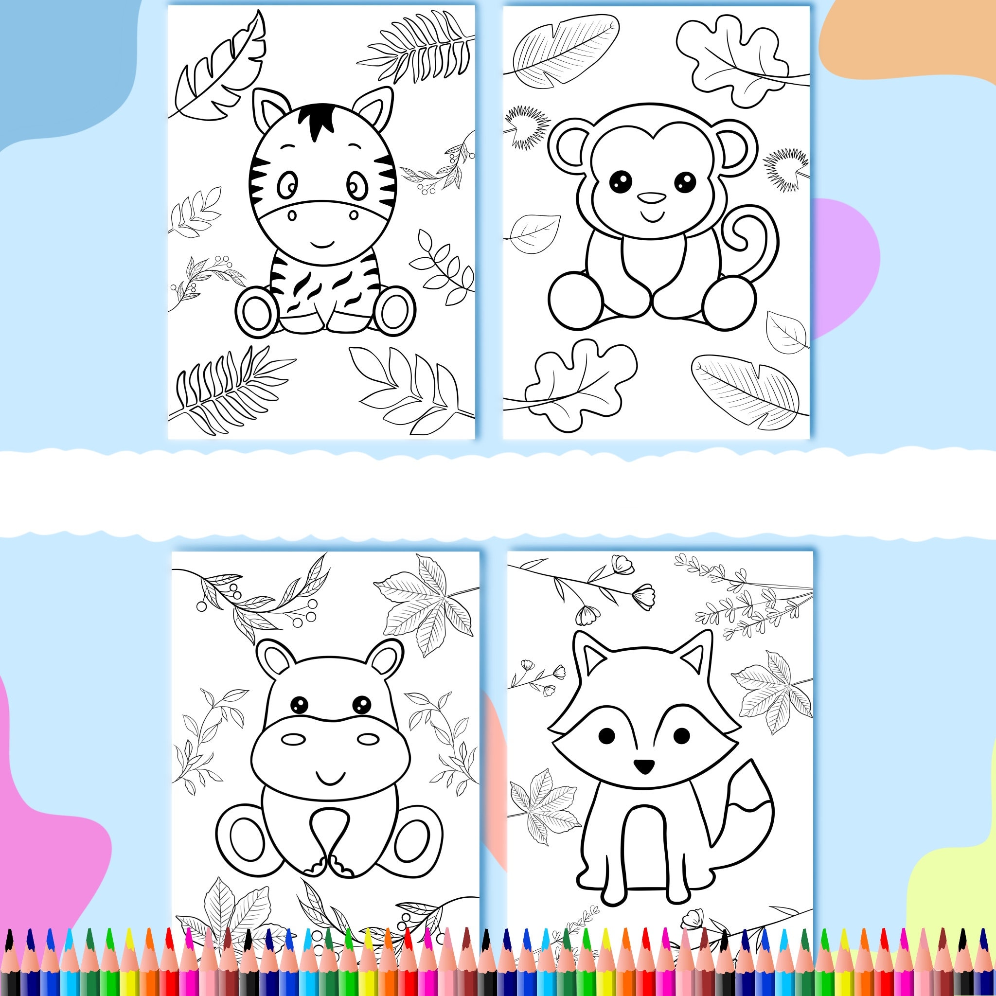 Printable Safari Animals Coloring Pages for Kids, Animals Coloring ...