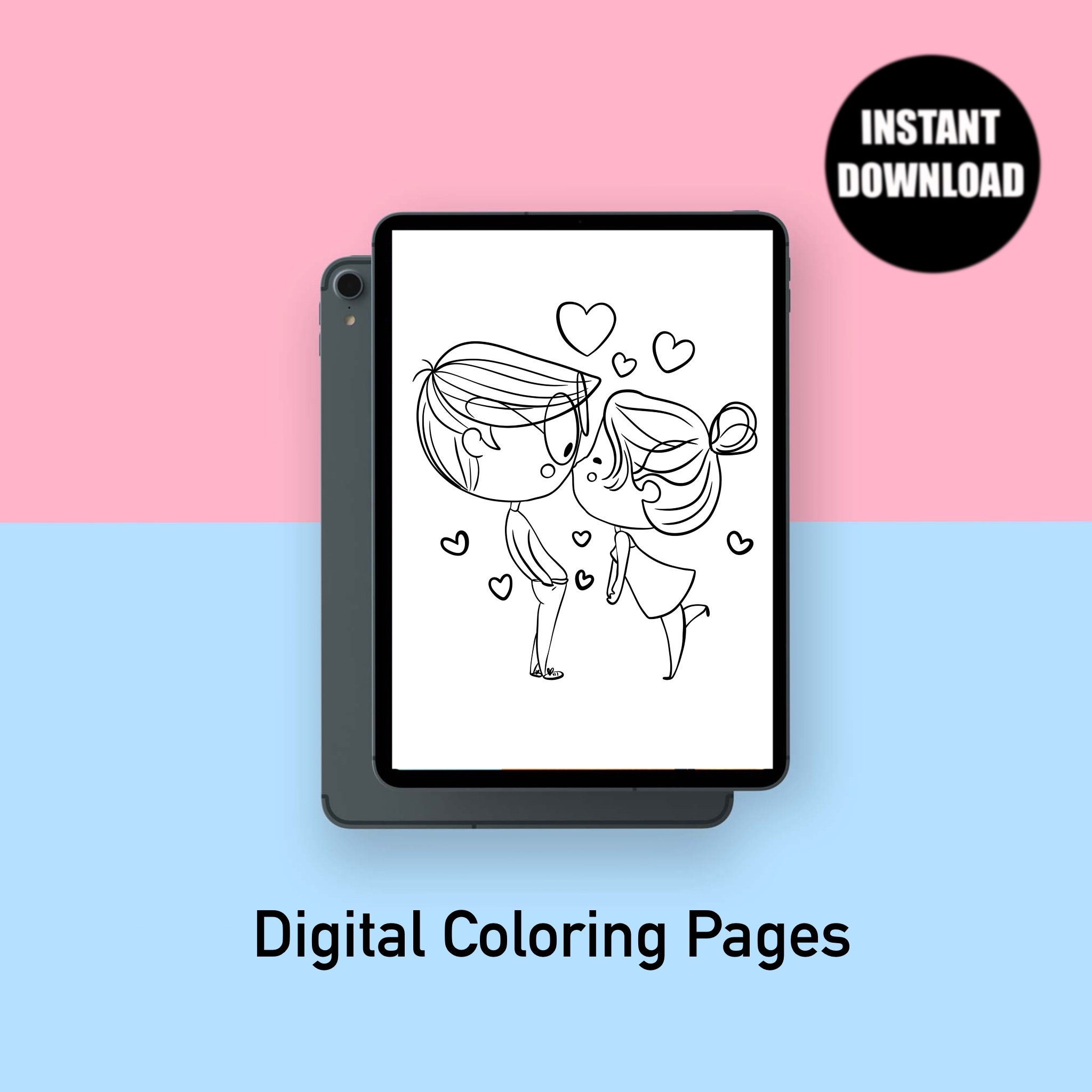 Valentine's Day Digital Coloring Book, Valentine's Day Coloring ...