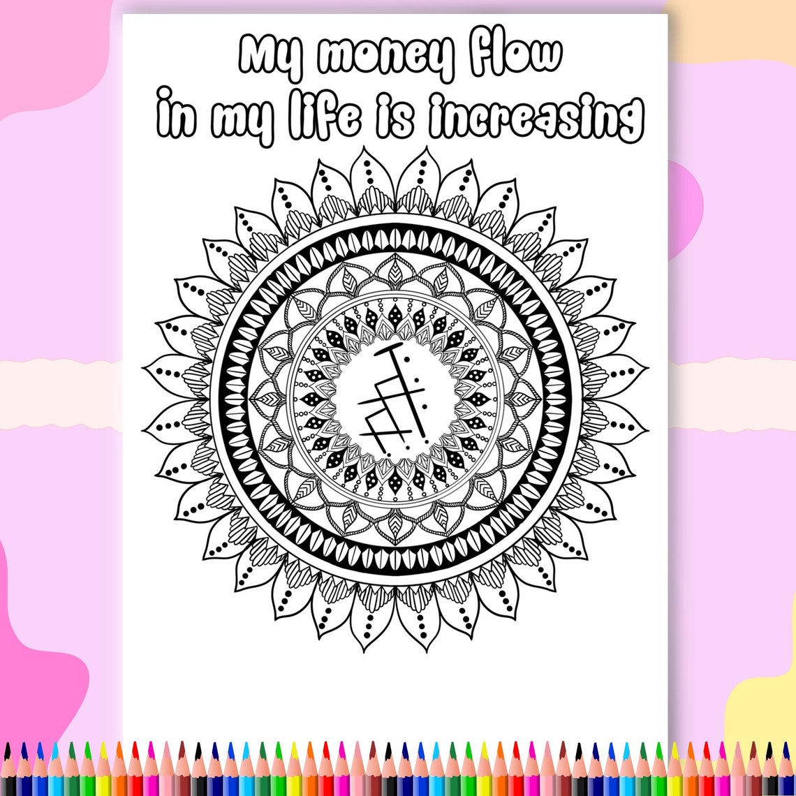 Money Mandala Coloring Page, Mandala Seal Spell, Money Manifestation ...