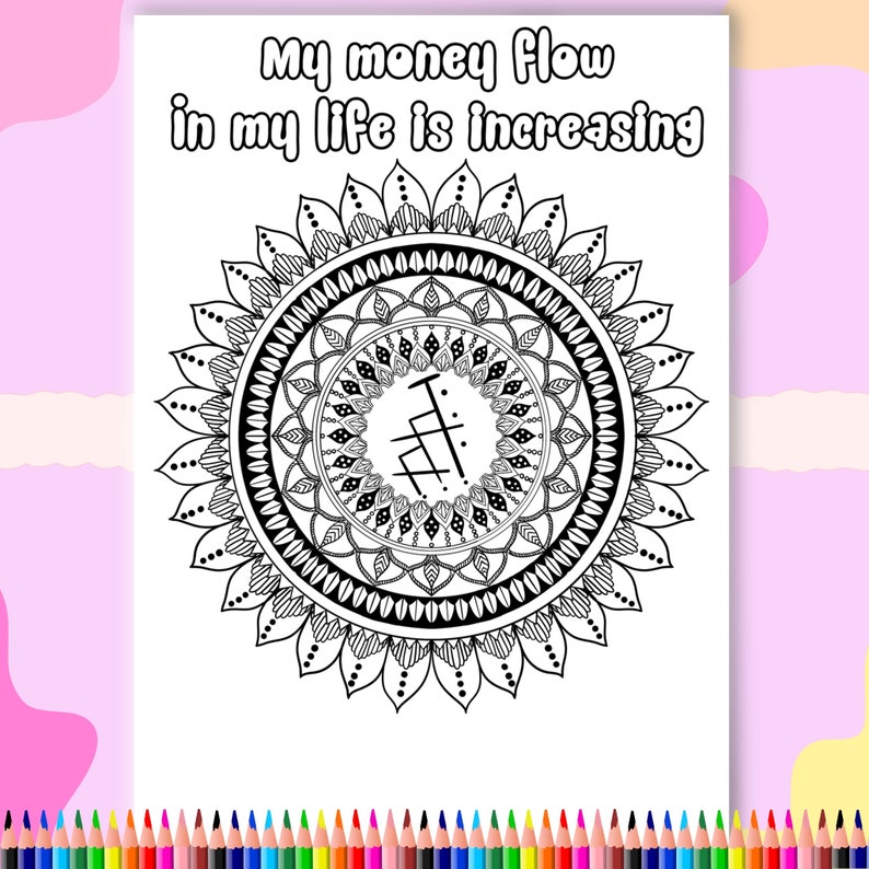 Money Mandala Coloring Page, Mandala Seal Spell, Money Manifestation ...