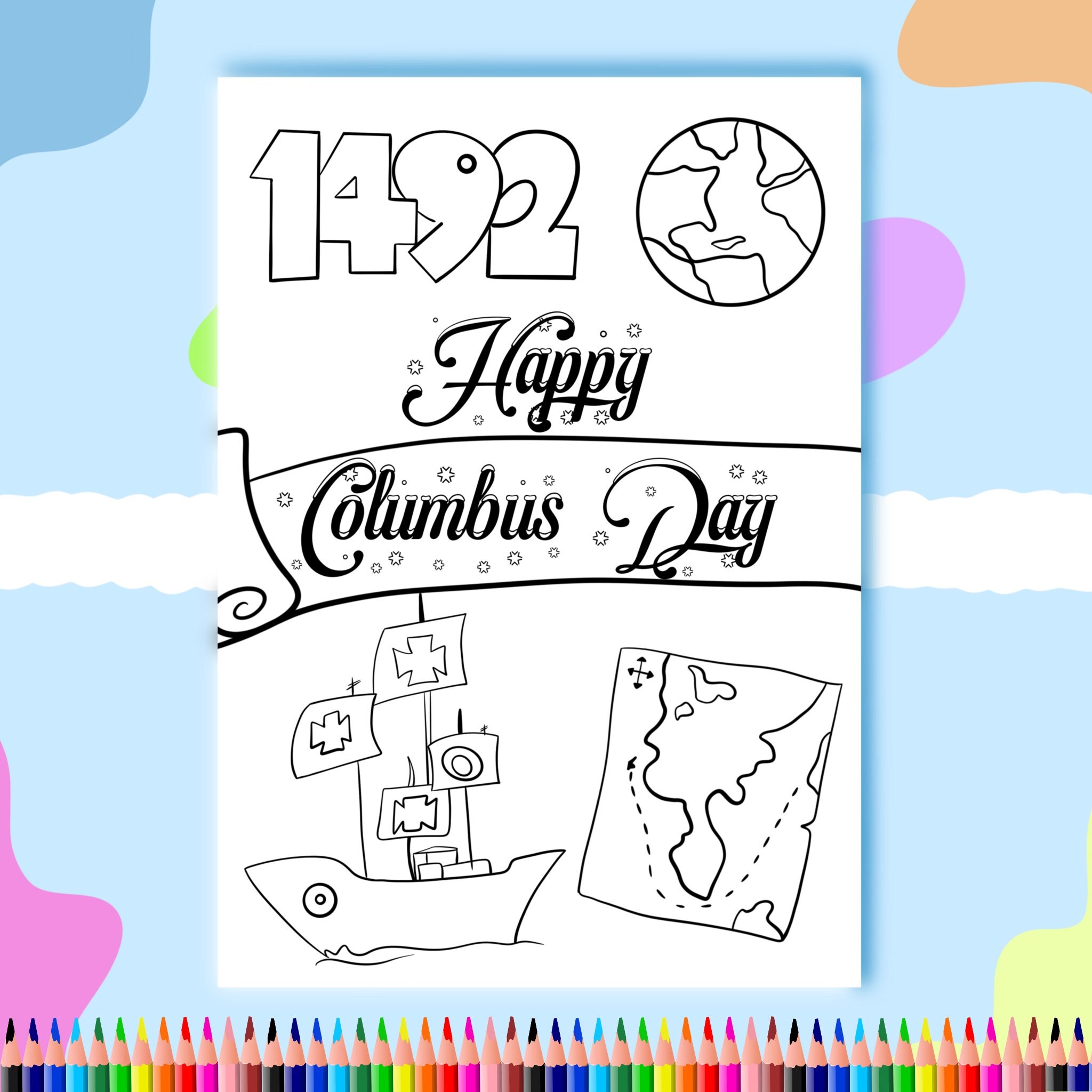 Columbus Day Jpeg İmage Digital Download, Happy Columbus Day Bundle ...