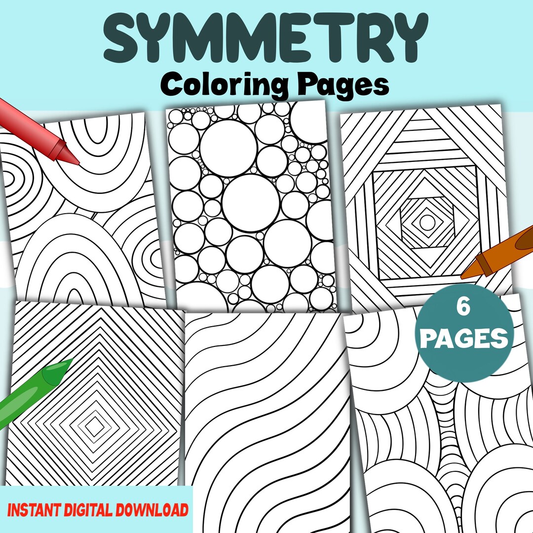 Jpeg Printable Symmetry Coloring Page, Instant Download Geometric ...