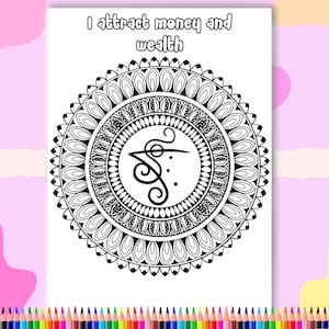 Money Mandala Coloring Page, Mandala Seal Spell, Money Manifestation ...