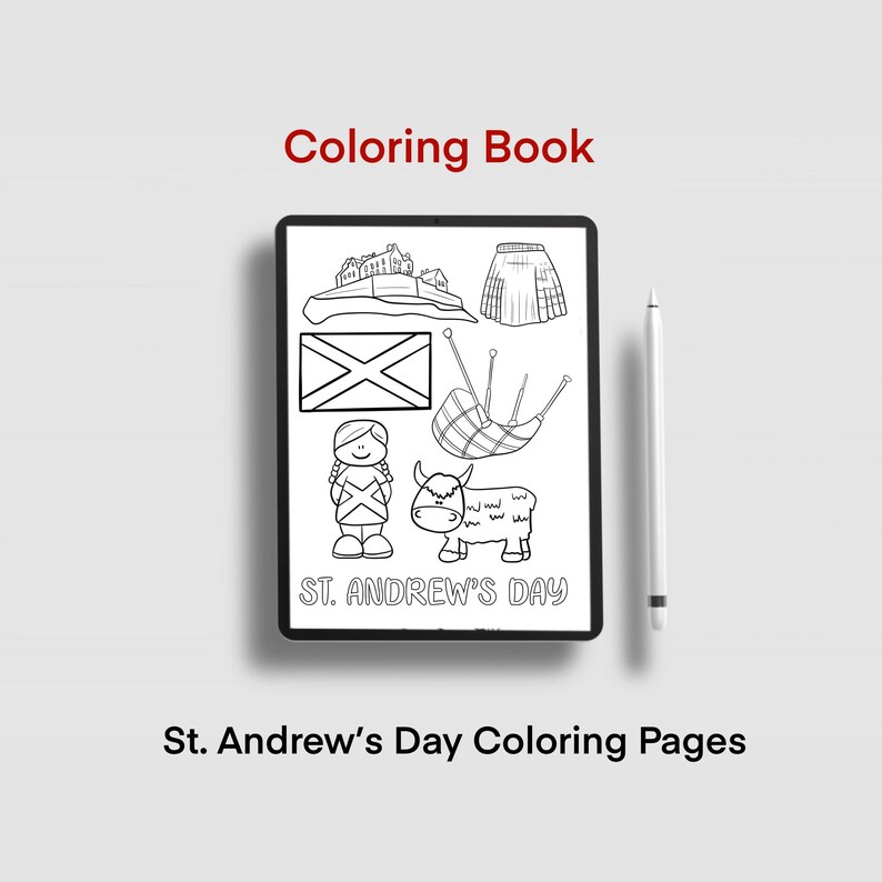 Happy St. Andrews Day, Jpeg Printable Scotland Coloring Pages, Instant ...