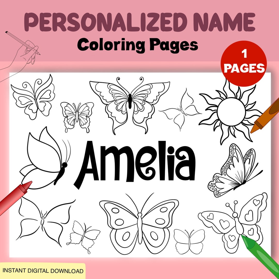 Custom Flowers Coloring Page Printable, Digital Custom Name Coloring ...