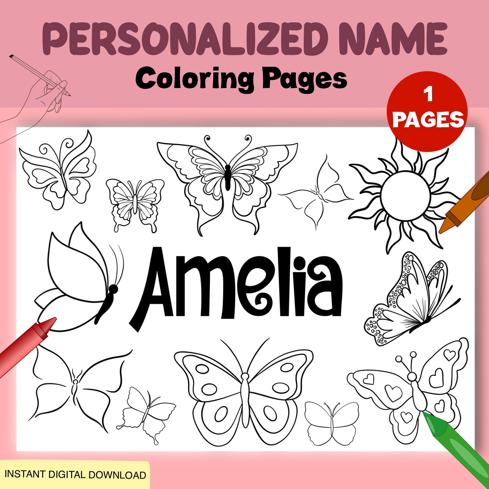 Custom Flowers Coloring Page Printable, Digital Custom Name Coloring ...
