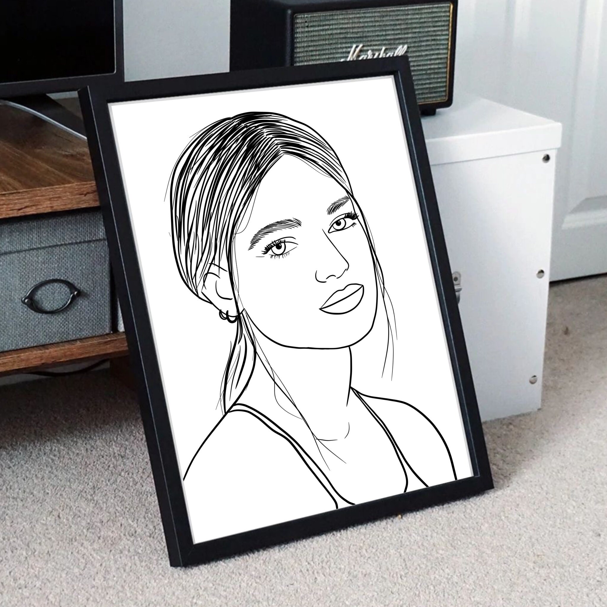 Custom Portrait Drawing, Personalized Digital Coloring Page ...