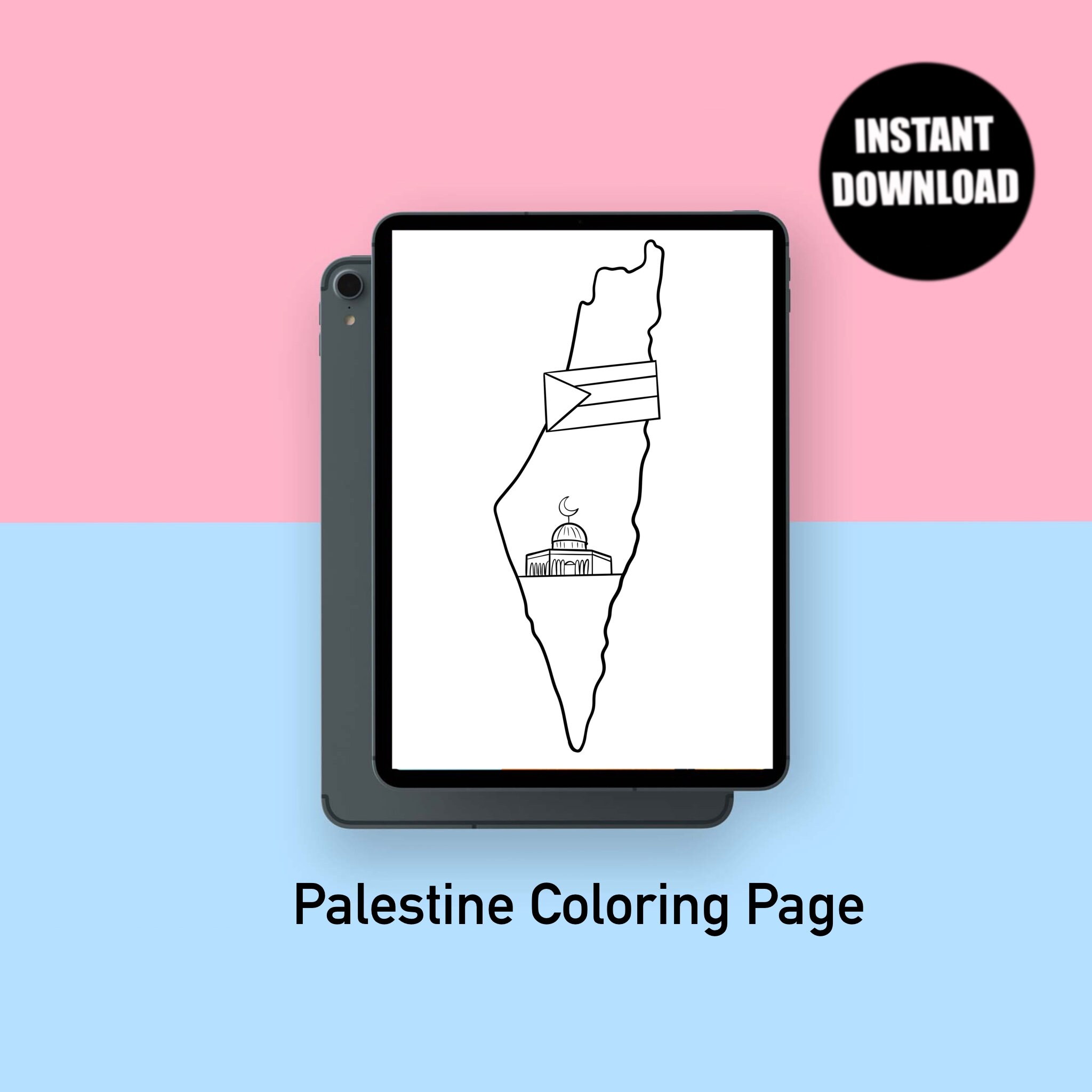 Printable Palestine Jpeg Coloring Pages Downloadable Digital Palestine