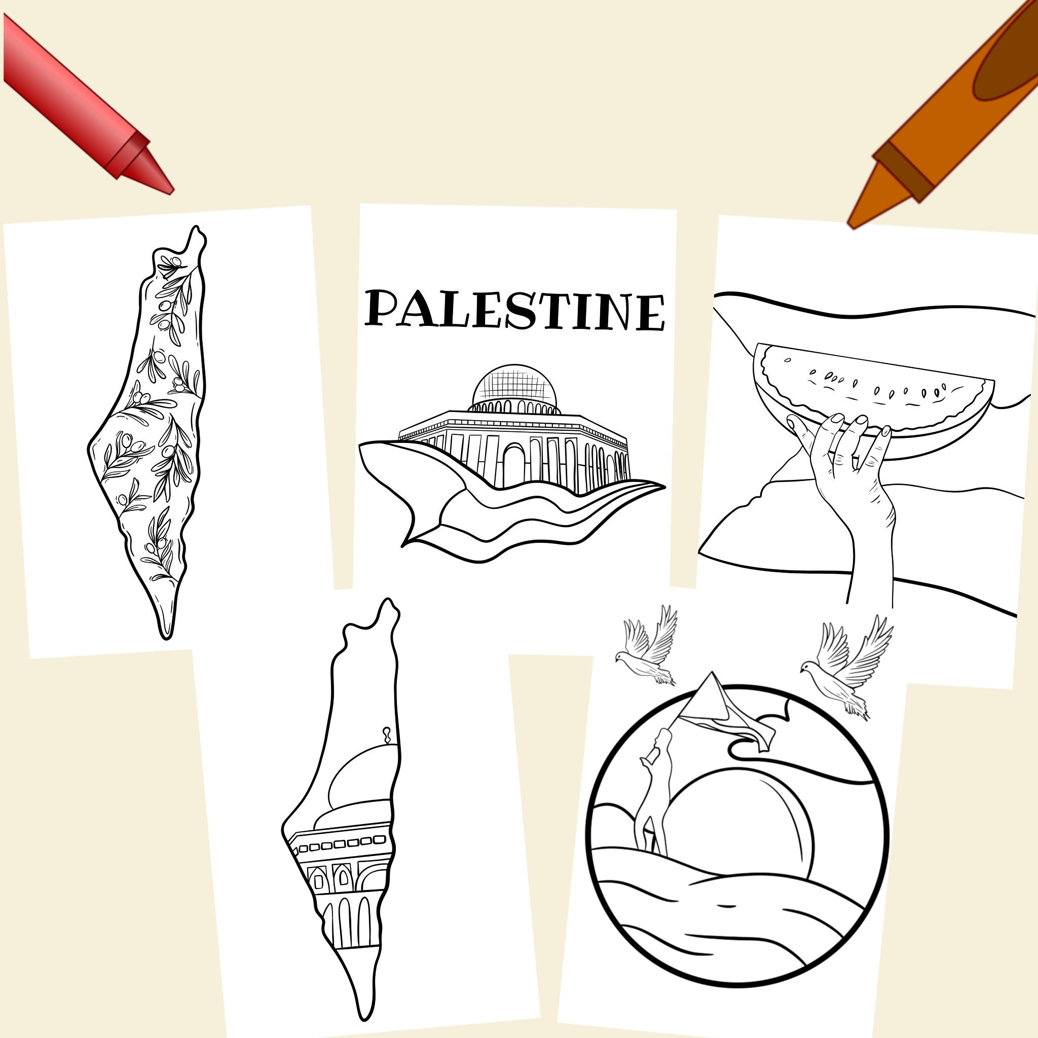 Downloadable Palestine Flag Coloring Page, Printable Palestine Map for ...