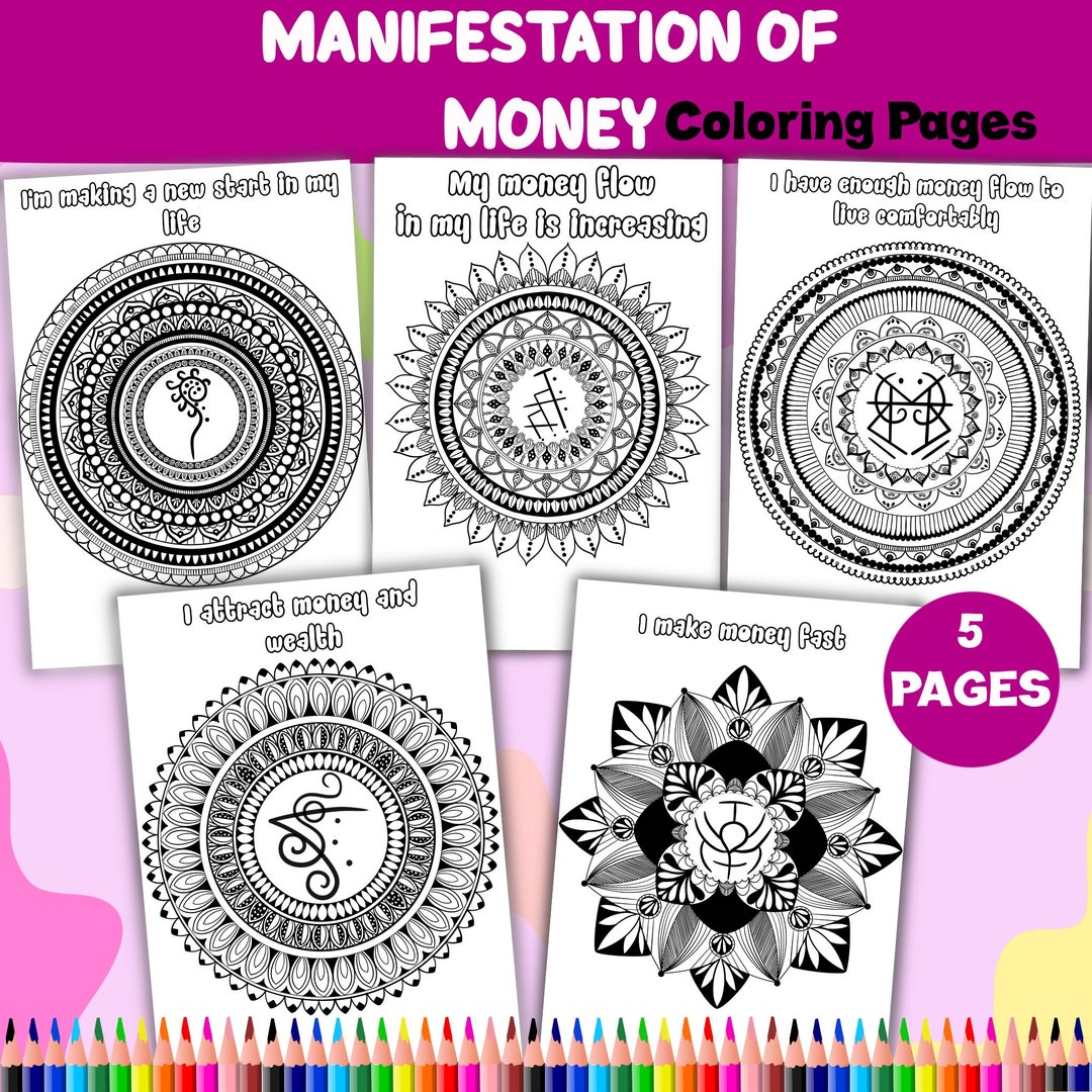 Money Mandala Coloring Page, Mandala Seal Spell, Money Manifestation ...