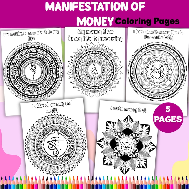 Money Mandala Coloring Page, Mandala Seal Spell, Money Manifestation ...
