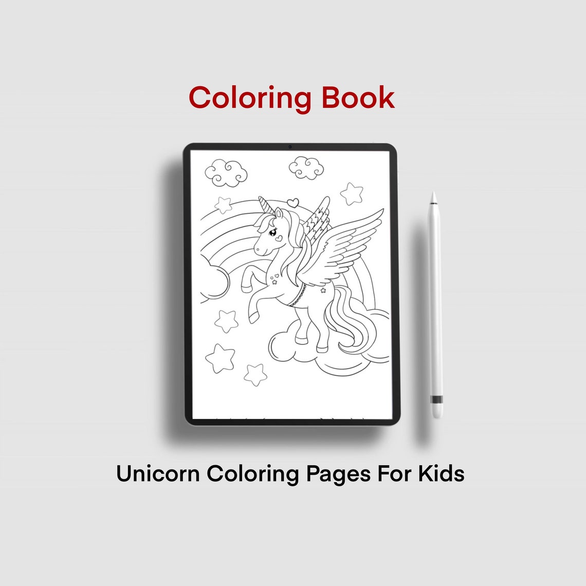 5 Cute Unicorn Coloring Pages for Kids Coloring Book for - Etsy