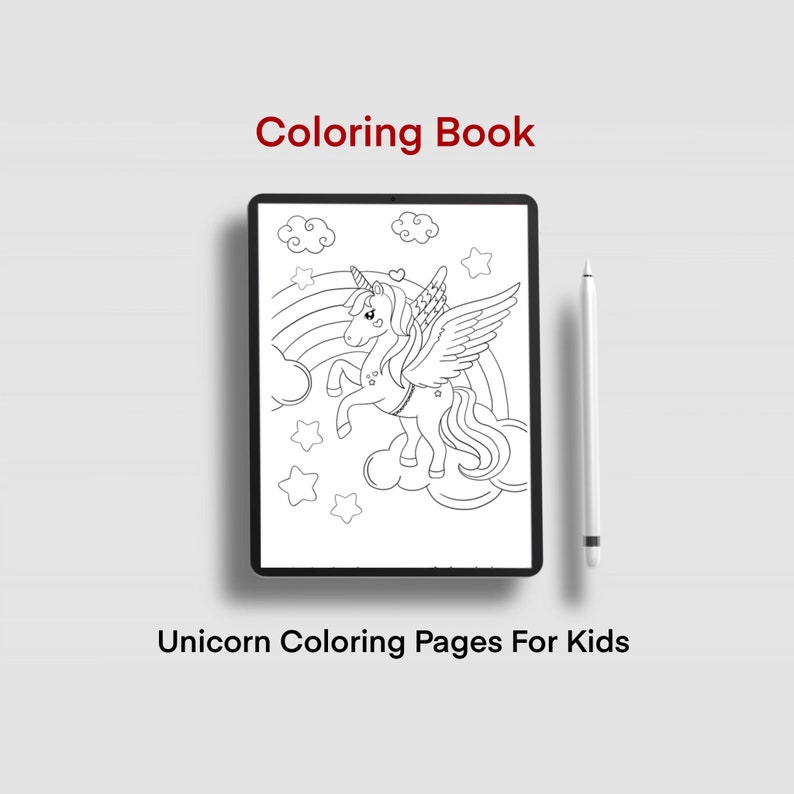 5 Cute Unicorn Coloring Pages for Kids, Coloring Book for Preschoolers ...
