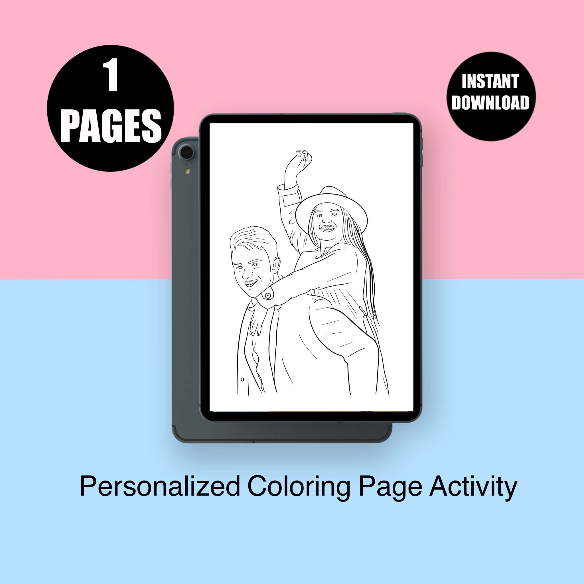Custom Coloring Page Pack, Digital Personalized Coloring Book, Hand ...
