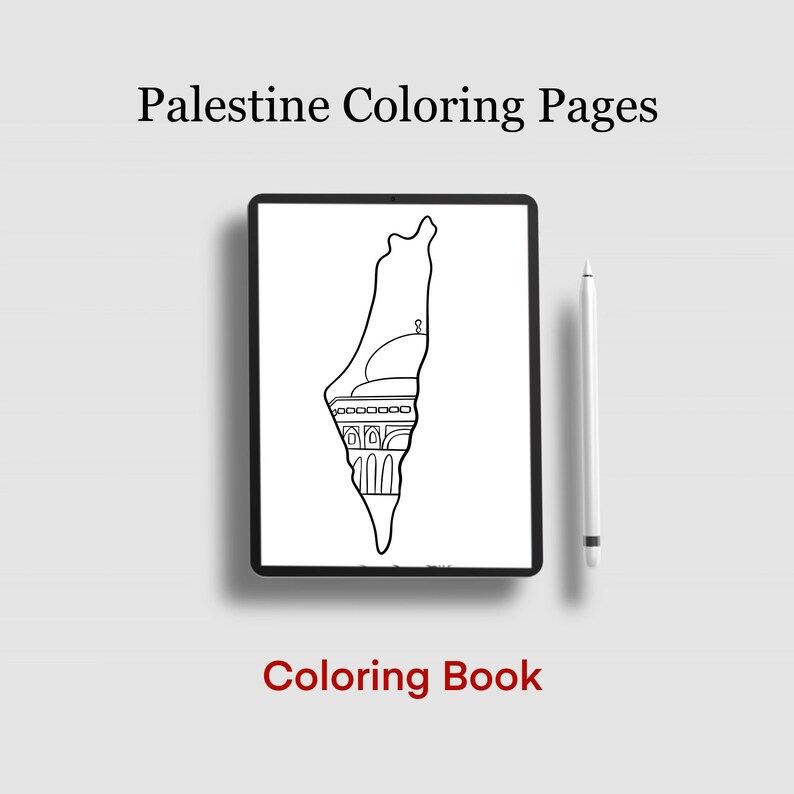 Palestine Coloring Pages, Map of Gaza, Islamic Art (digital Download ...