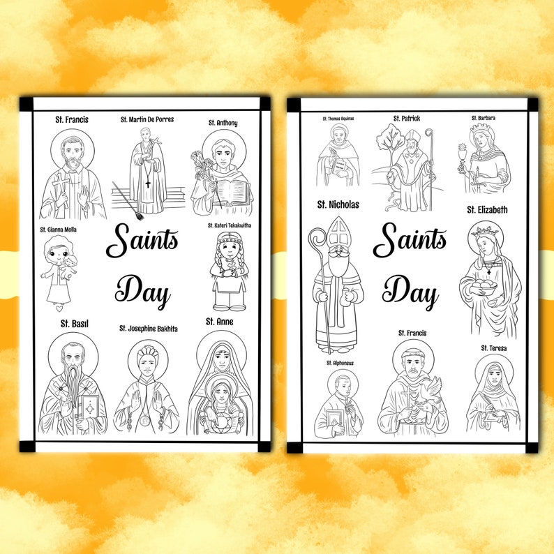 Catholic Saints Coloring Pages, Saints Day Activity (digital Download ...