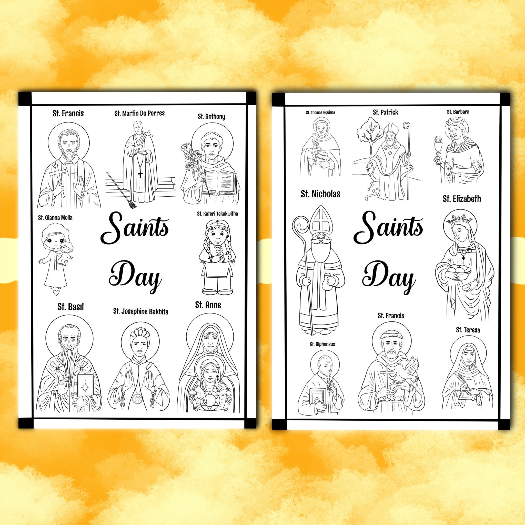 Catholic Saints Coloring Activity, Printable Saints Coloring Pages ...