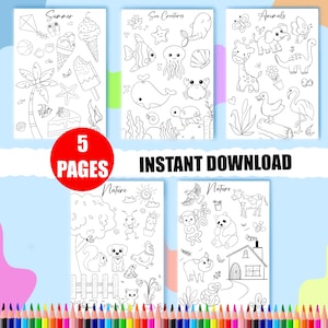 5 Great Coloring Pages for Kids: Animals, Nature, Summer Themed ...
