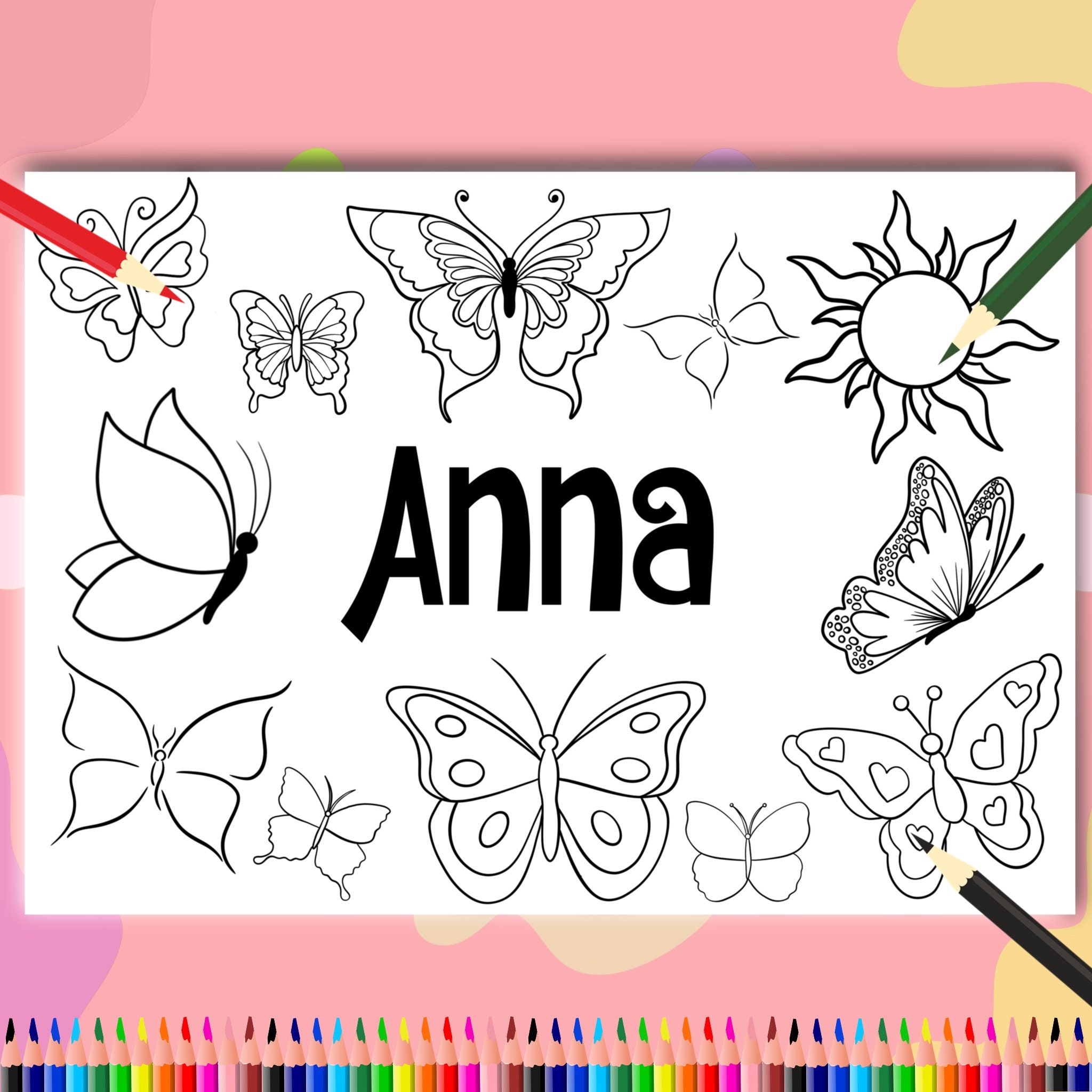 Custom Flowers Coloring Page Printable, Digital Custom Name Coloring ...