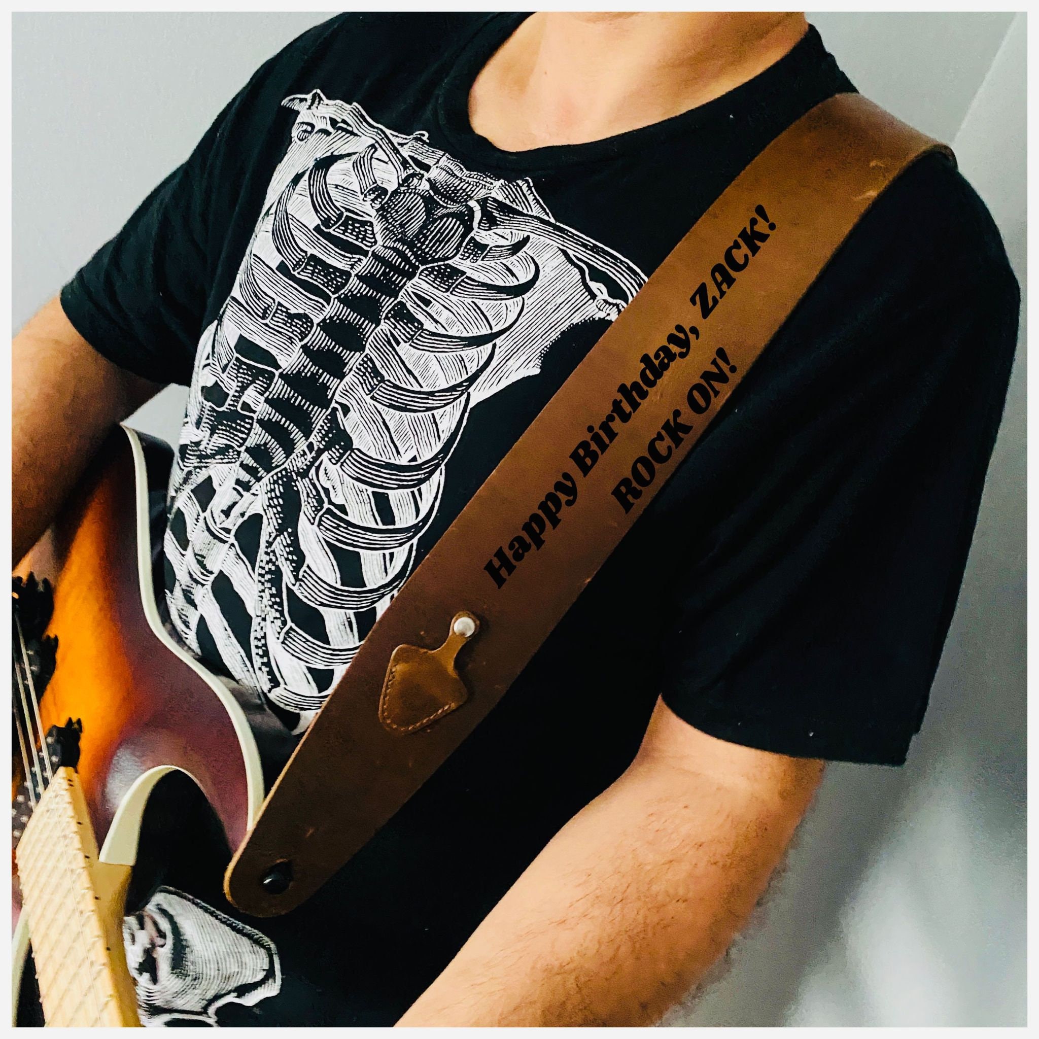 Leather Adjustable Guitar Strap, Personalized Guitar Strap, Gift for ...