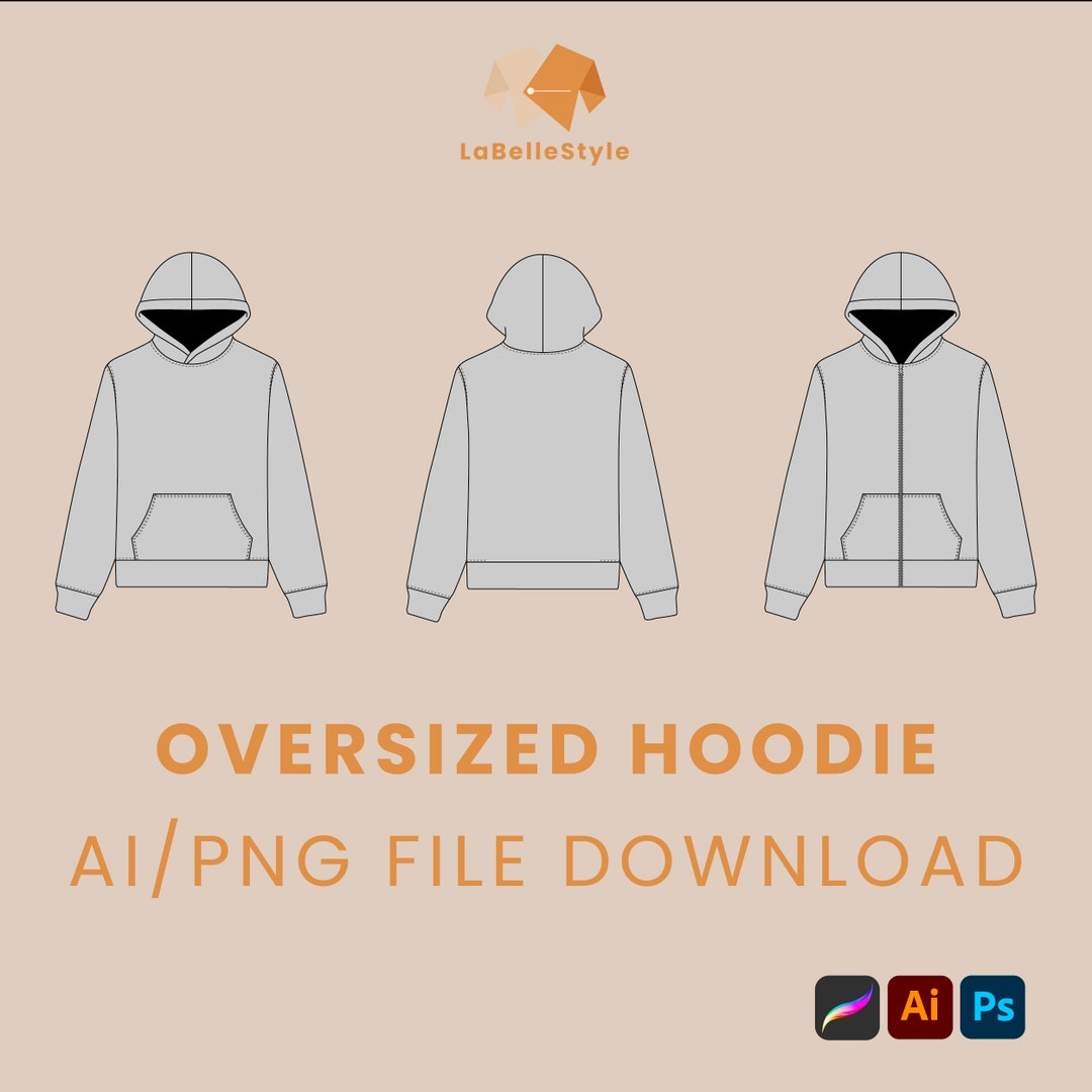 Streetwear Hoodie Sweatshirt Mockup Vector Adobe Illustrator - Etsy