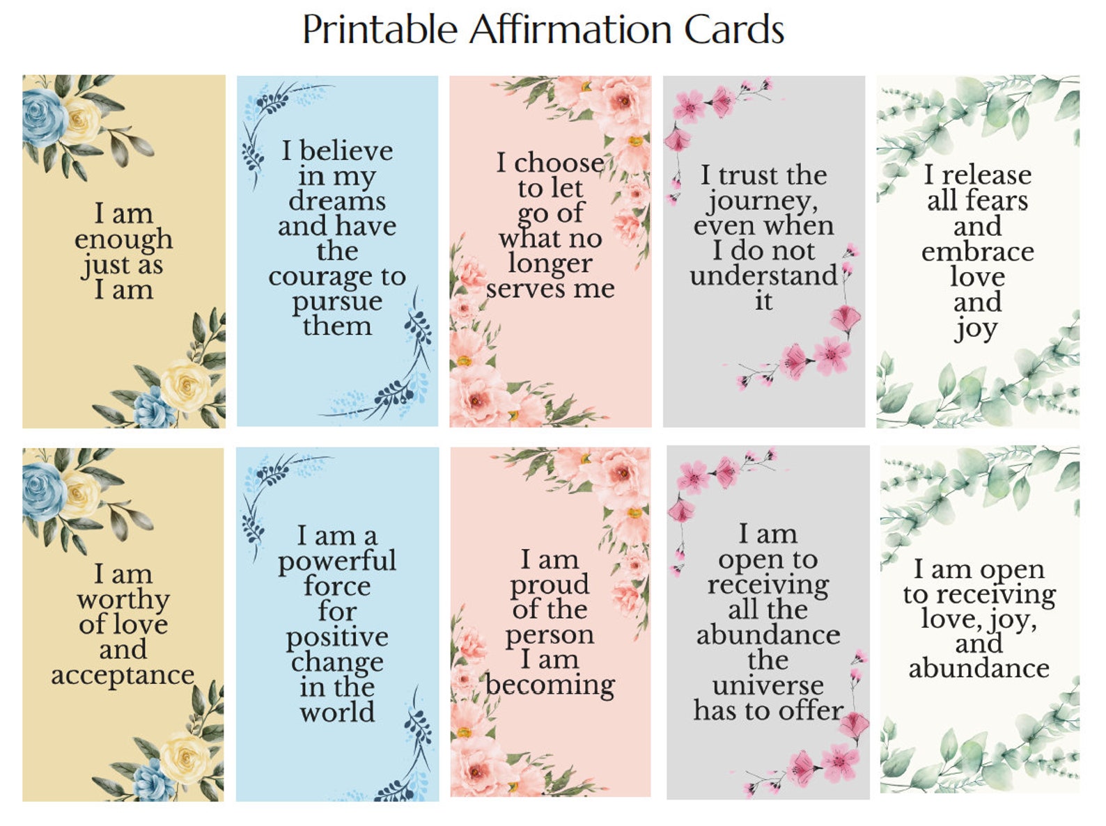 60 Affirmation Cards - Etsy