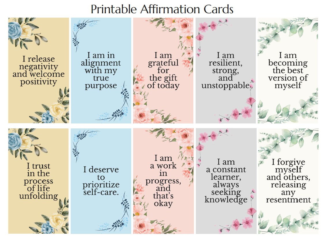 60 Affirmation Cards - Etsy