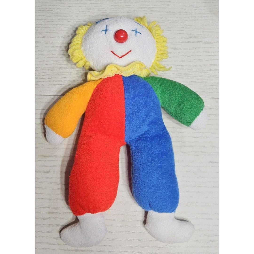 Eden Terry Cloth Clown Plush Toy Primary Colors Color Block Stuffed Toy ...
