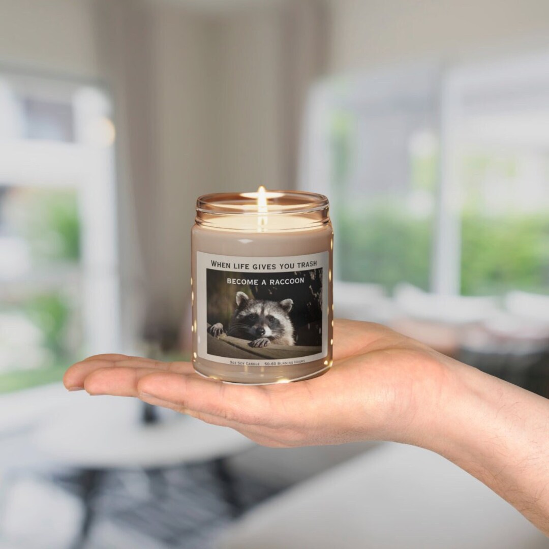 When Life Gives You Trash Become a Raccoon, Motivational Candle ...
